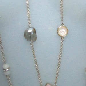 LOFT | Jewelry | Loft Long Crystal Stone Station Necklace | Poshmark